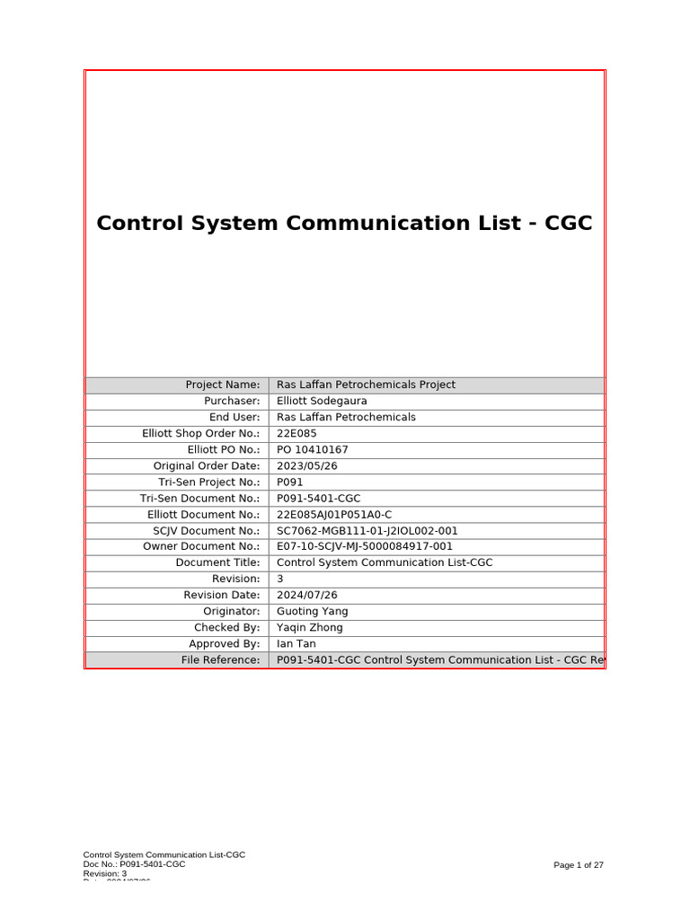 P091-5401-CGC Control System Communication List - CGC Rev 3a | PDF ...