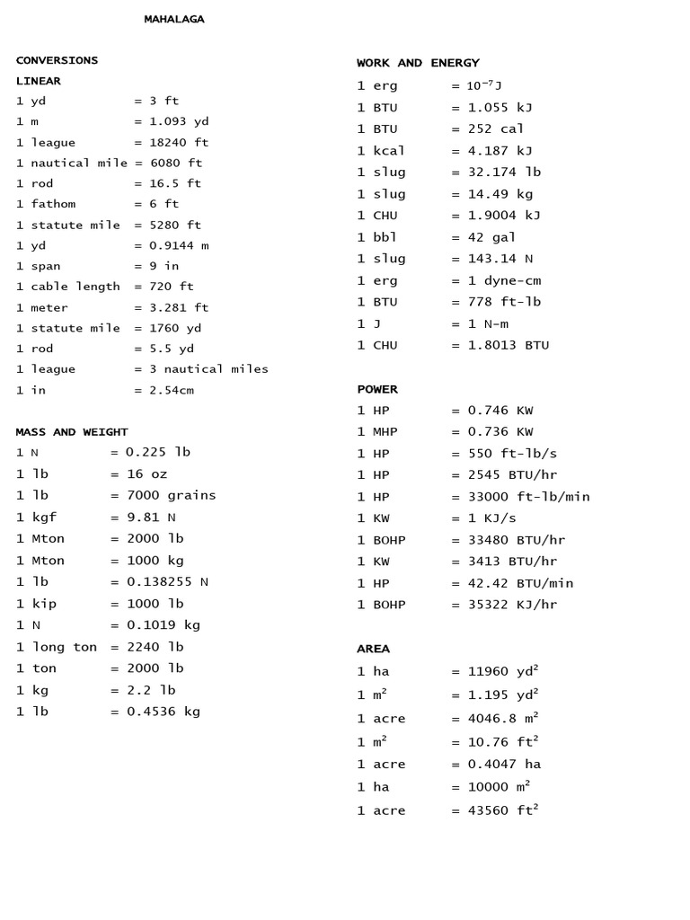 Conversion and Constants | PDF | Gallon | Quantity
