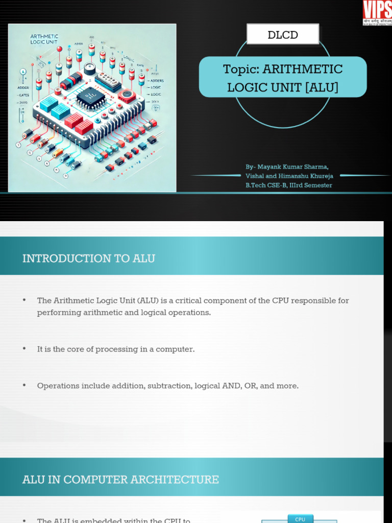 Topic:Arithmetic Logic Unit (Alu) : By-Mayank Kumar Sharma, Vishal and ...
