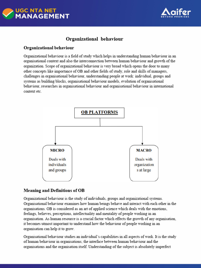 Organizational Behaviour Material | PDF | Attitude (Psychology ...