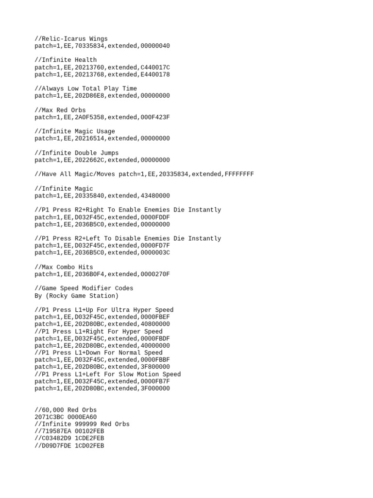 Gow 2 Cheat Code AetherSX2 | PDF