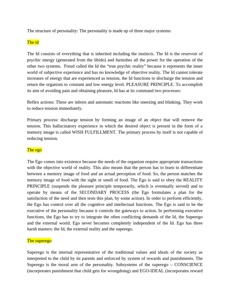 Freud Notes | PDF | Id | Behavioural Sciences