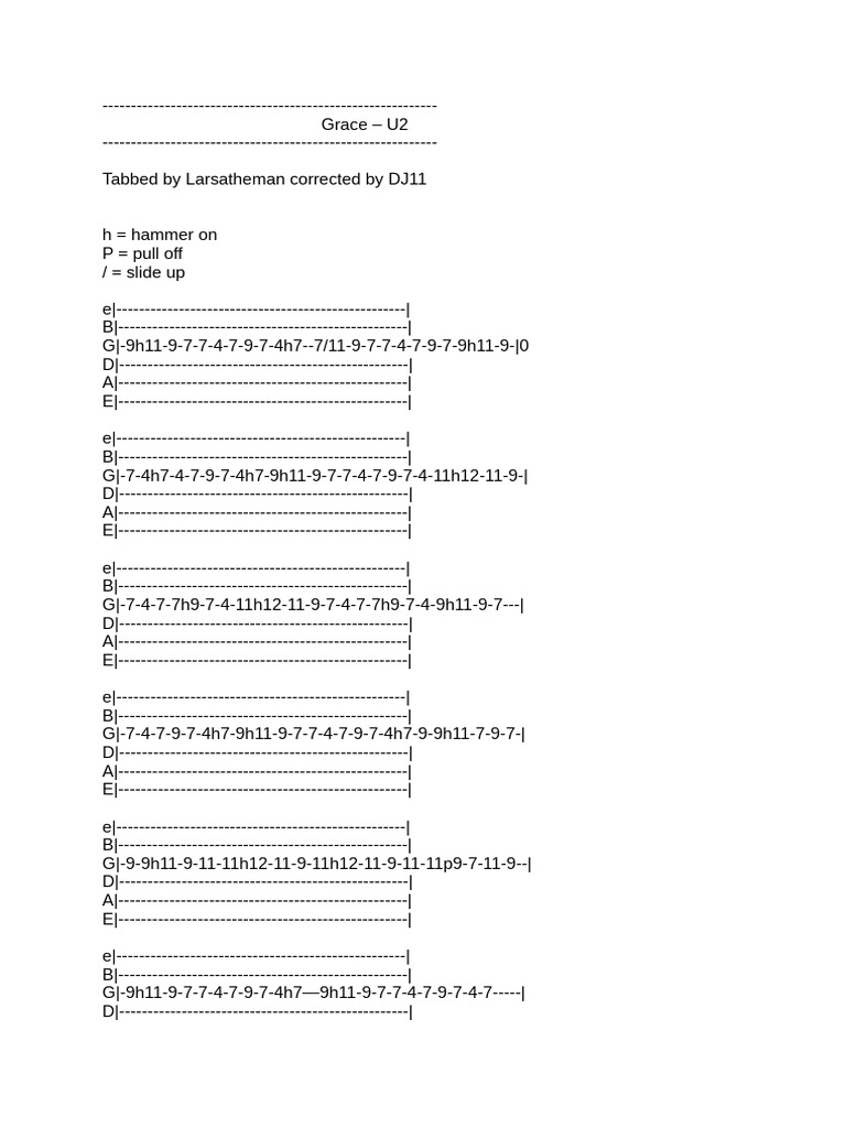 U2 Grace Tabs v01 | PDF