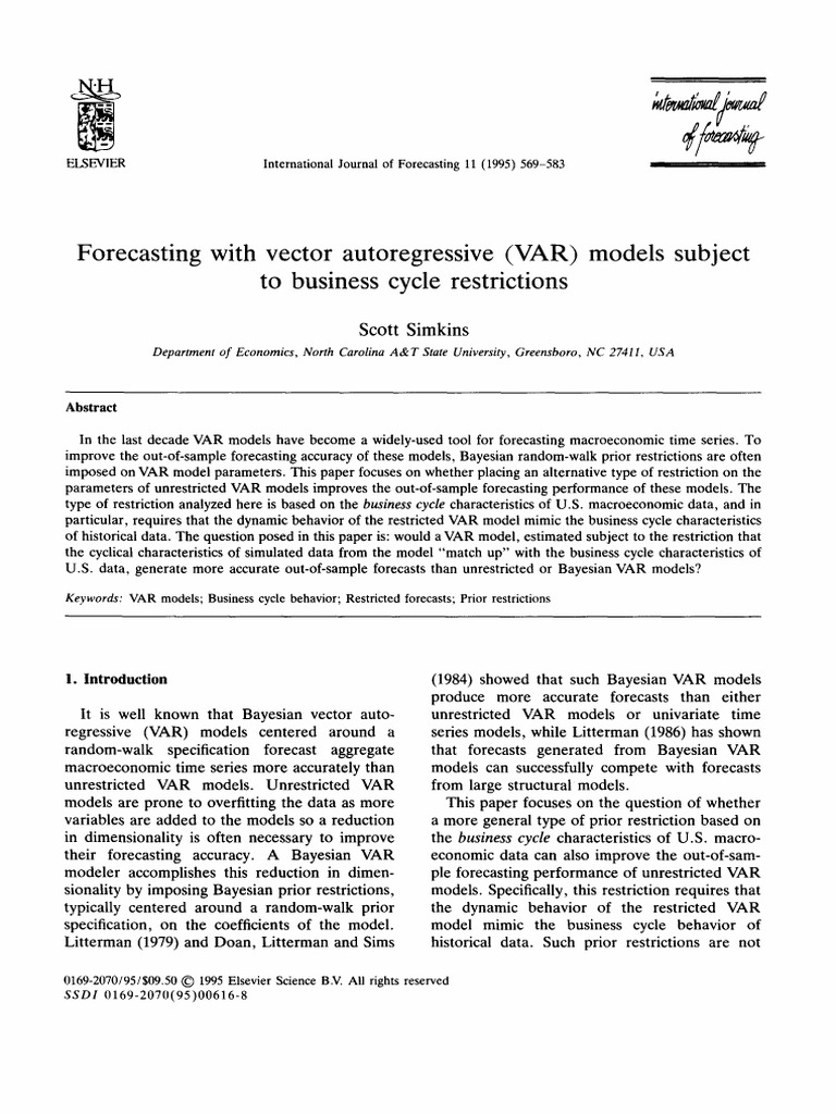 simkins1995 | PDF | Vector Autoregression | Business Cycle