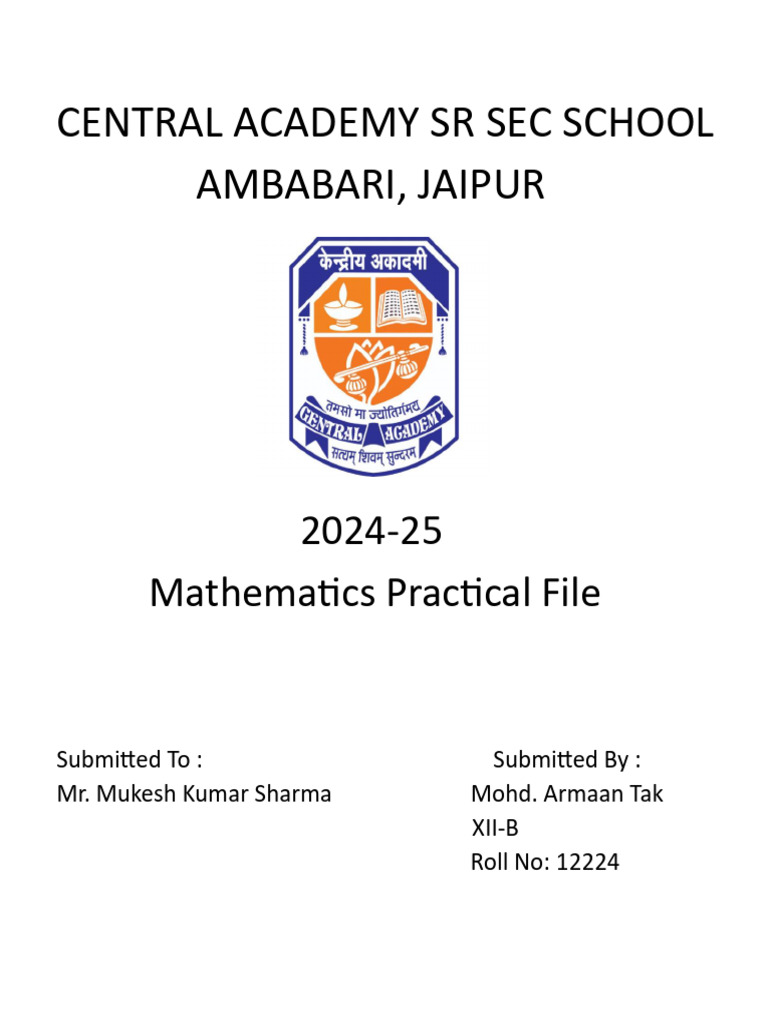 Maths Front Page-1 | PDF
