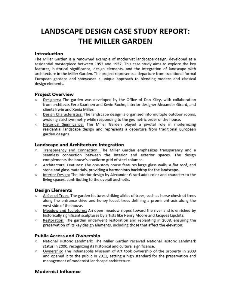 The Miller Garden: A Modern Landscape Case Study | PDF | Gardens ...