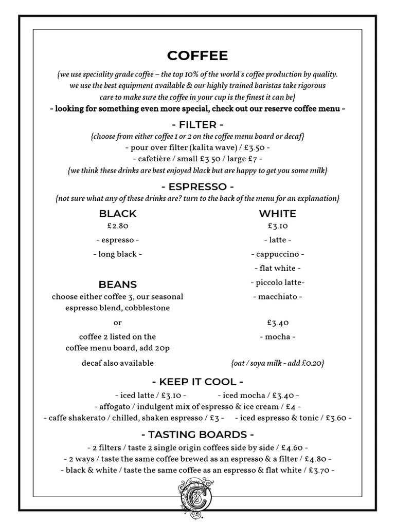 Coffee Menu | PDF