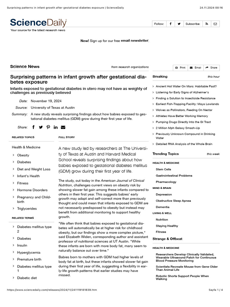 Surprising Patterns in Infant Growth After Gestational Diabetes ...