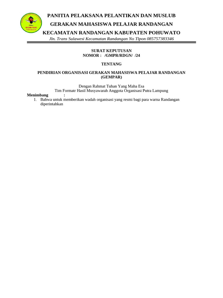 Surat Keputusan Gempar | PDF