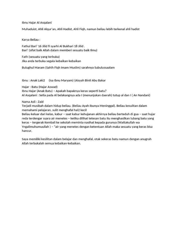 Ibnu Hajar Al Asqalani | PDF