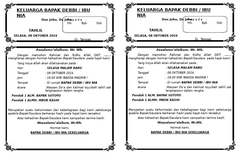 New Undangan Pendak 1 | PDF