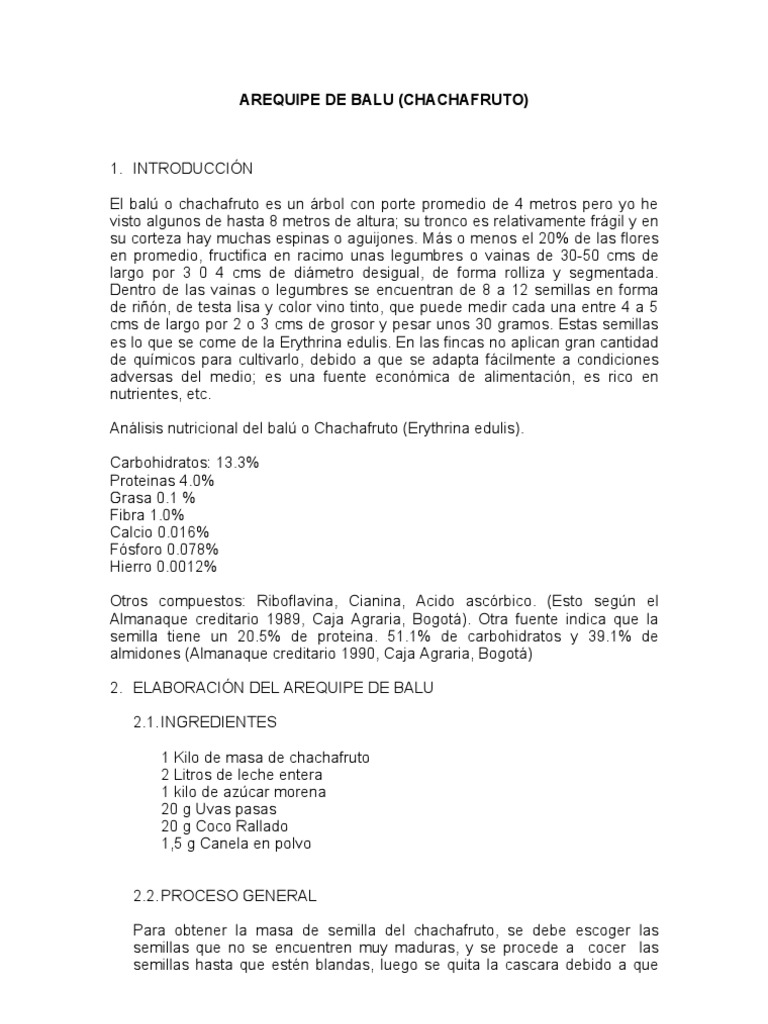Arequipe de Balu: Receta y Beneficios | PDF | Legumbre | Comida y bebida