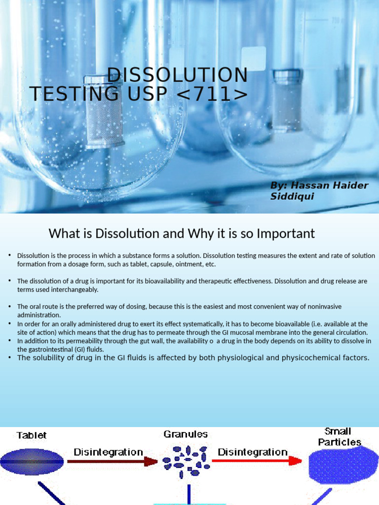 My Dissolution Presentation | PDF | Bioavailability | Solubility