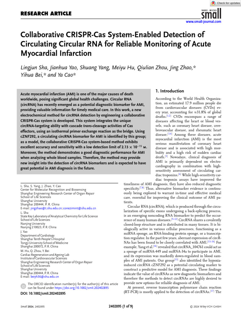 Small - 2024 - Sha - Collaborative CRISPR Cas System Enabled Detection ...