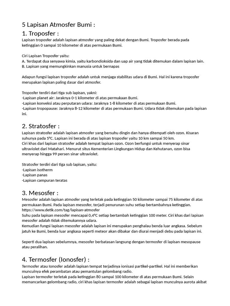 5 Lapisan Atmosfer Bumi | PDF