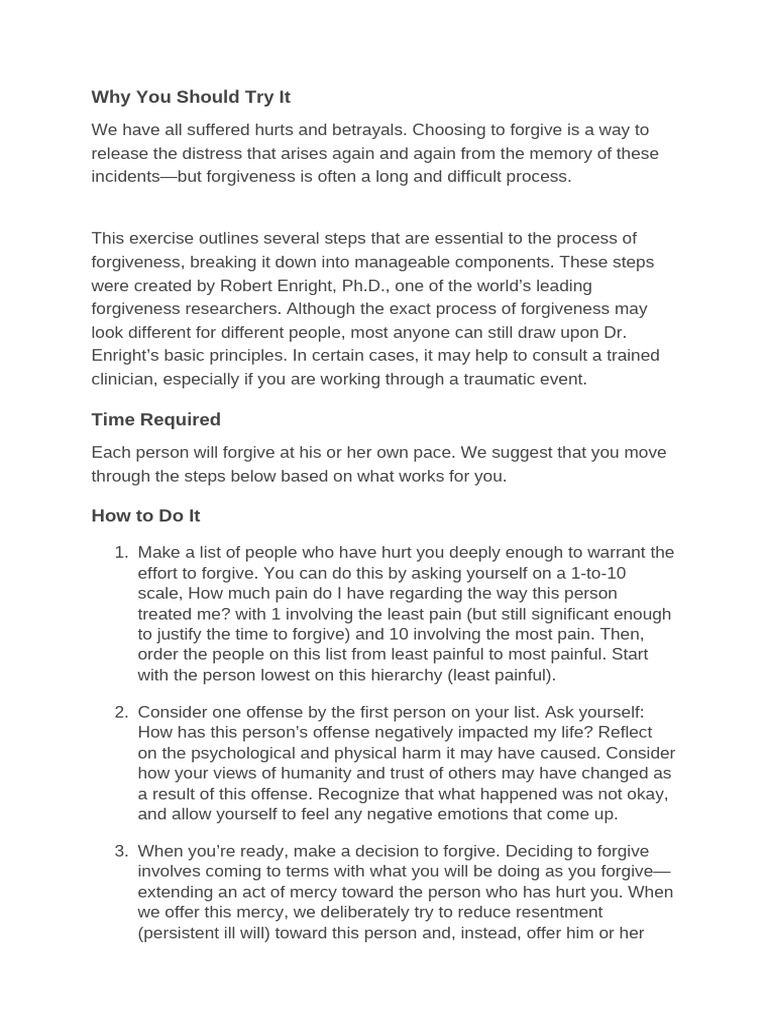 Eight Essentials When Forgiving The Why and The How | PDF | Forgiveness ...