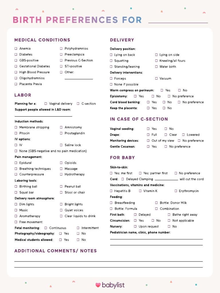 Birth Preferences | PDF | Childbirth | Health Sciences