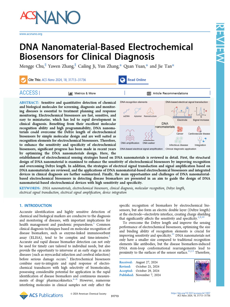 Chu Et Al 2024 Dna Nanomaterial Based Electrochemical Biosensors For ...