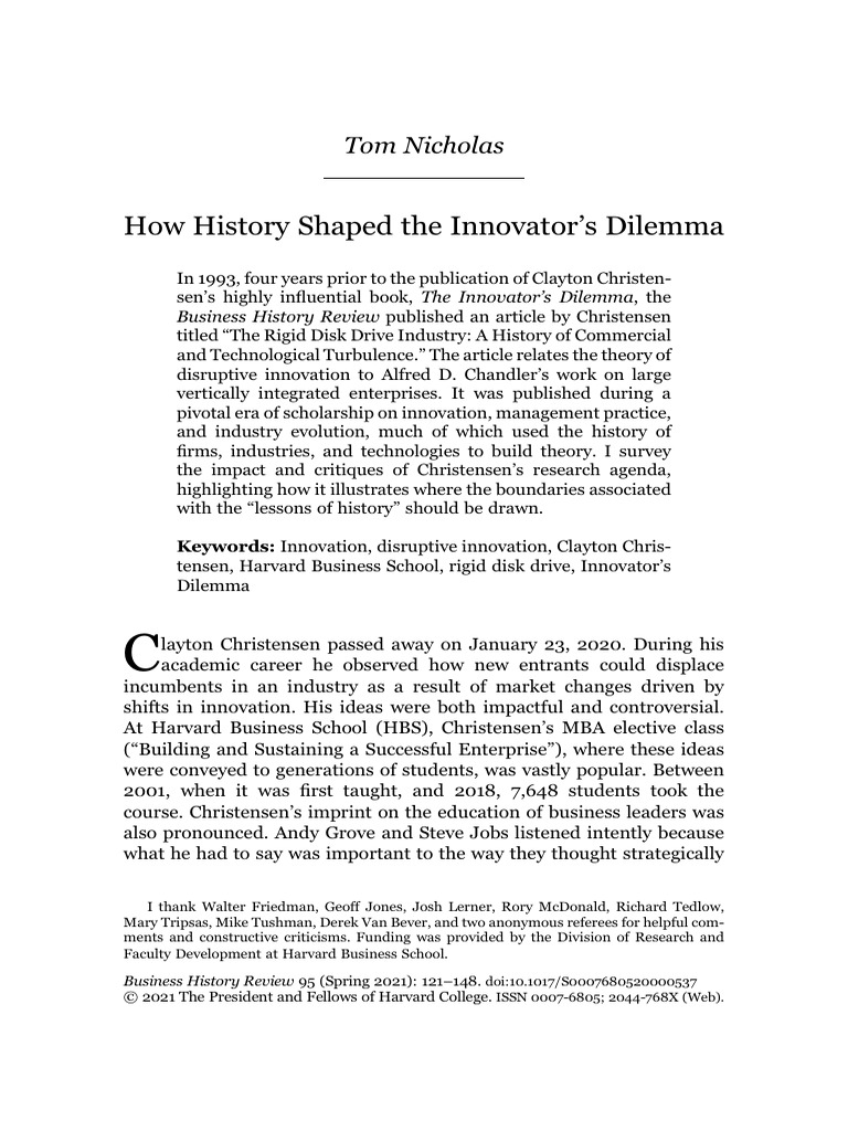 How History Shaped The Innovators Dilemma | PDF | Disruptive Innovation ...