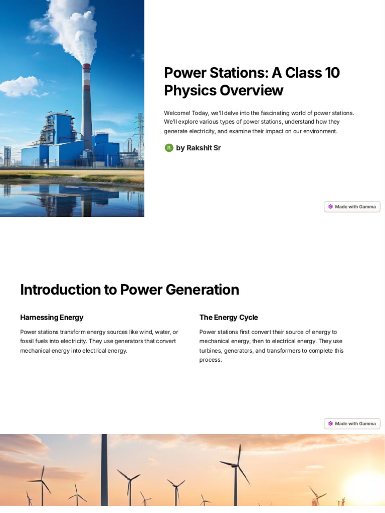 Power Stations A Class 10 Physics Overview | PDF | Power Station ...