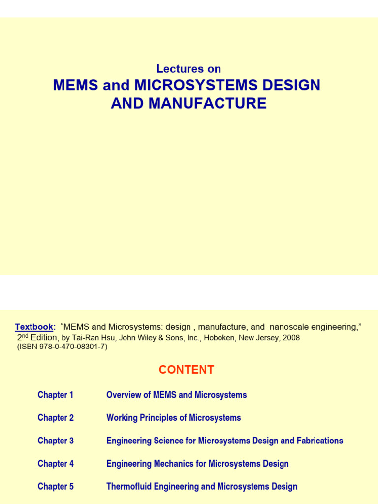 Lectures On MEMS and MICROSYSTEMS DESIGN | PDF | Integrated Circuit ...