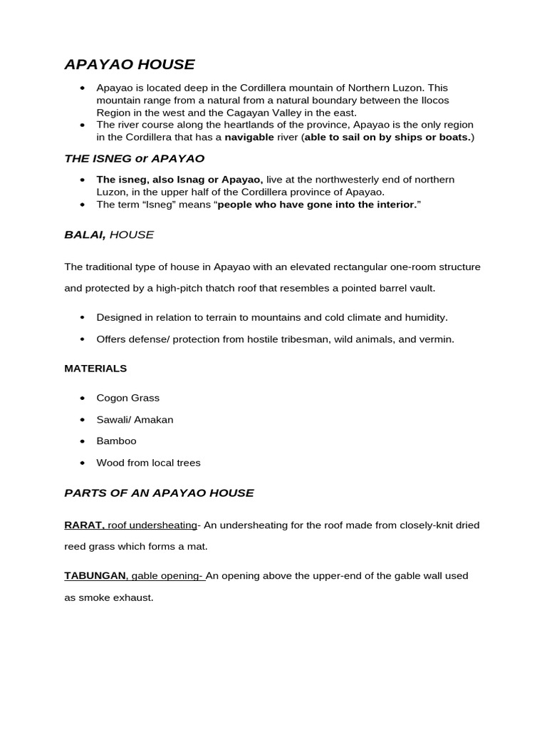 APAYAO HOUSE Handout Parts | PDF | Roof | Building Engineering