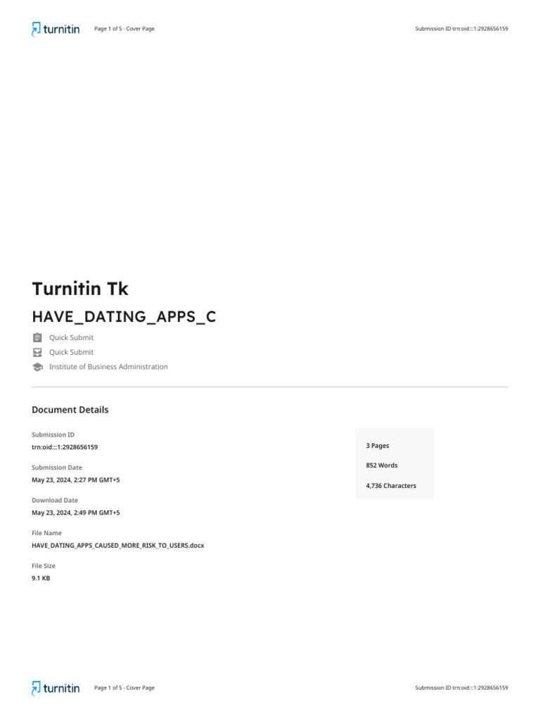 Have Dating Apps Caused More Risk To Users Pdf Turnitin Artificial Intelligence