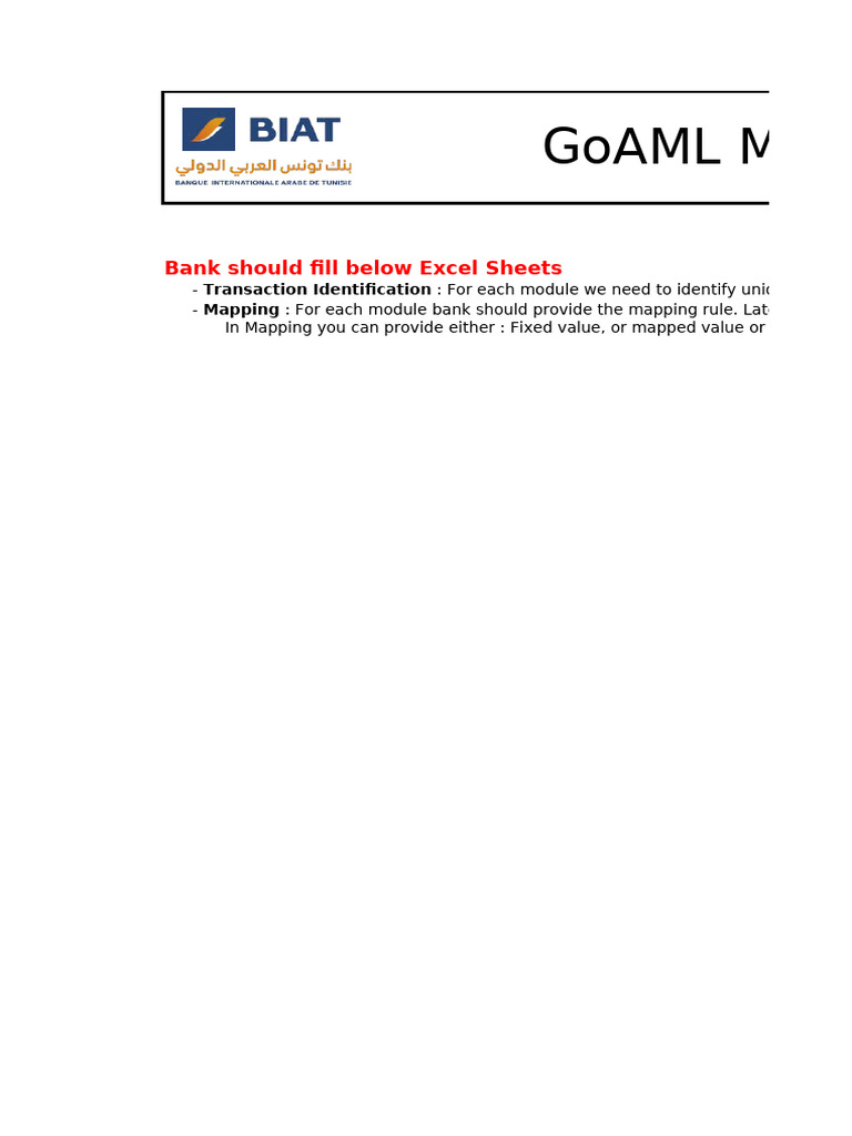 GoAML Parametrization Document-MAPPING MOA MDP BDD 1 | PDF | Business ...