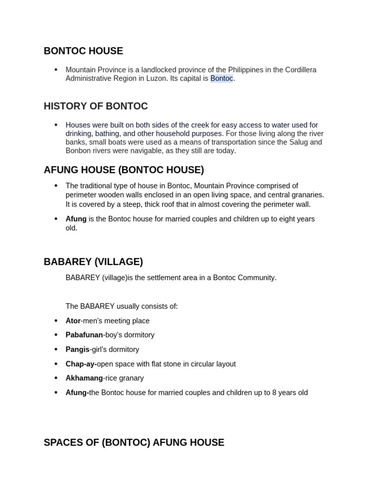 Bontoc House Handout | PDF | Mindanao