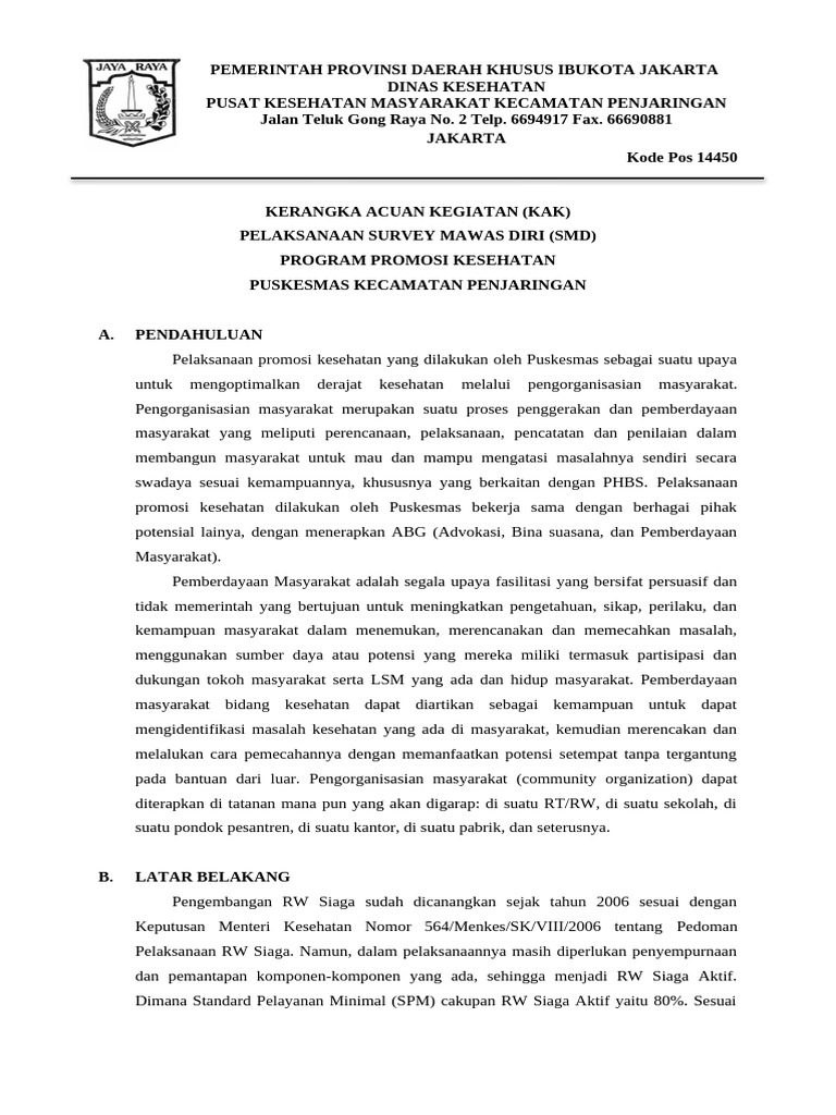 KAK Pelaksanaan SMD 2019 | PDF