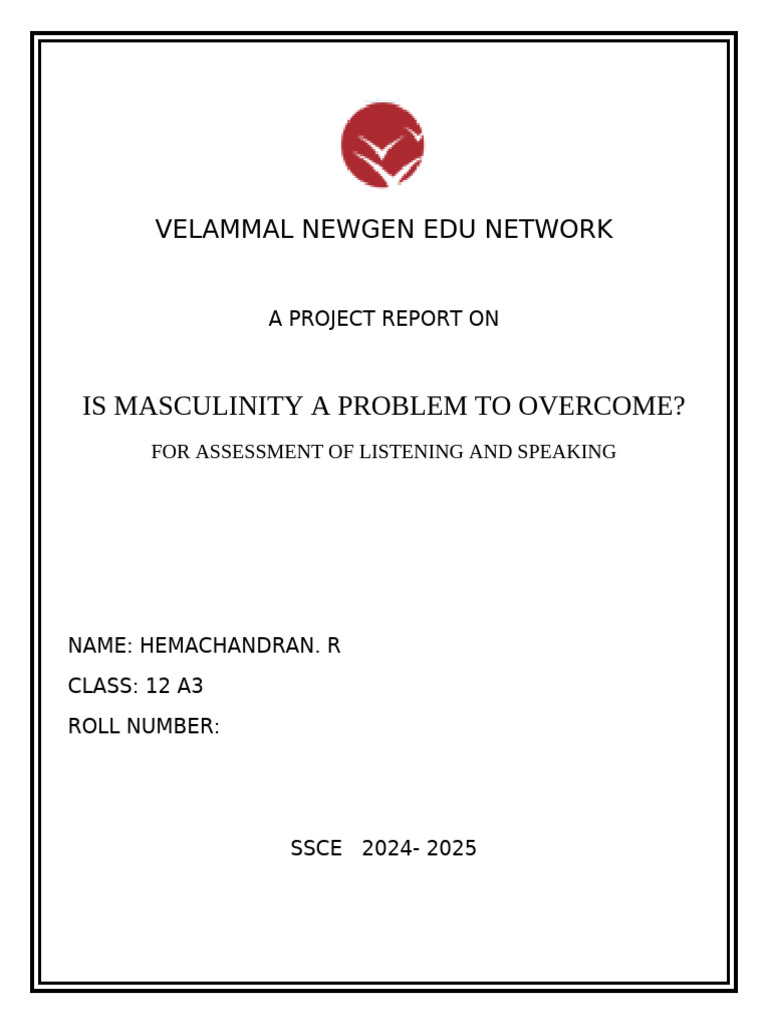 Hemachandran English 11-1 | PDF | Masculinity | Gender