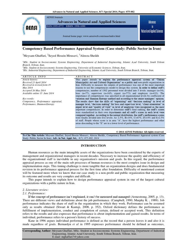 Competency Based Performance Appraisal S | PDF | Performance Appraisal | Leadership