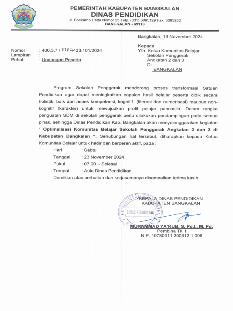 Undangan Peserta Kombel 23 Nov 2024 | PDF