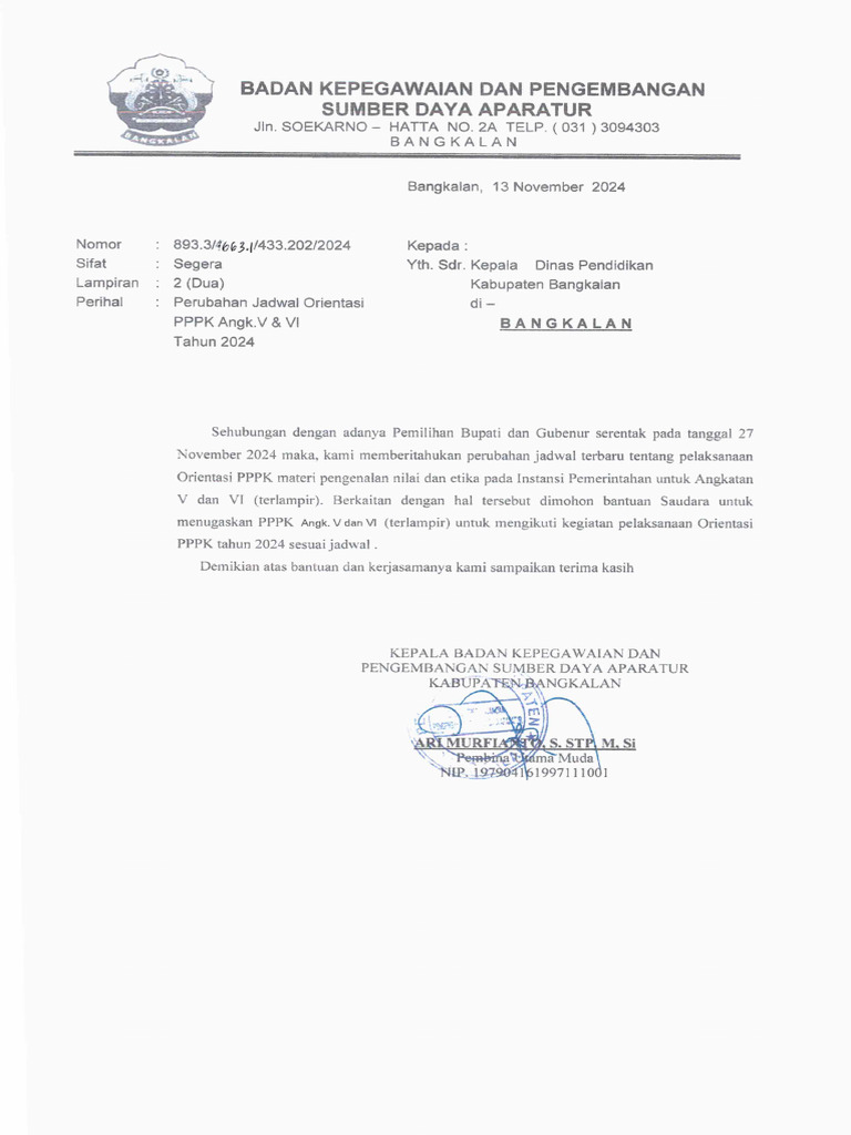 Perubahan Jadwal Orientasi Angk V Dan VI | PDF
