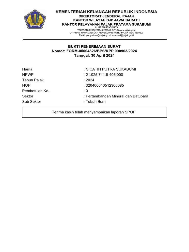 Form-05004326 BPS KPP.090903 2024 | PDF | Pengelolaan Keuangan & Uang