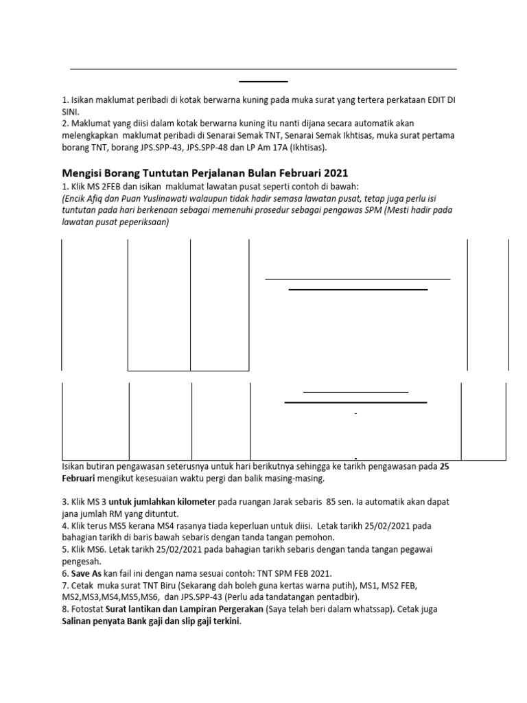 Panduan Mengisi Borang TNT Dan Ikhtisas | PDF