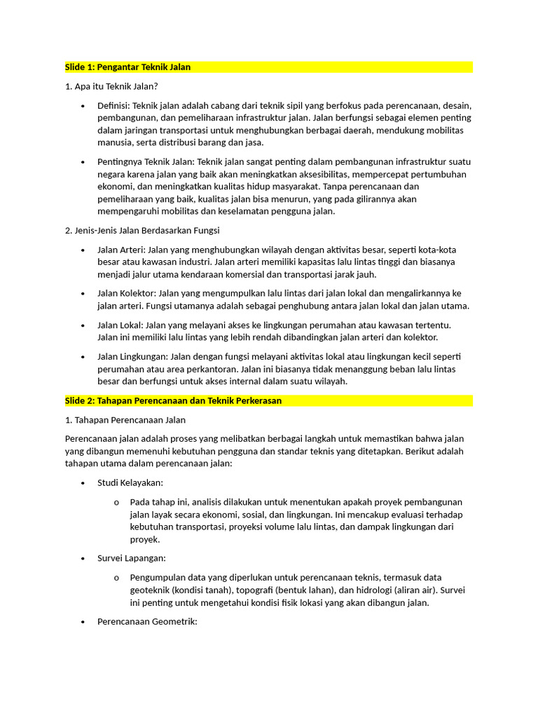Teknik Jalan: Perencanaan & Pemeliharaan | PDF