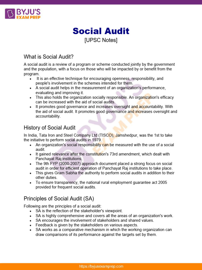 Social Audit Upsc Notes 95 | PDF | Audit | Business