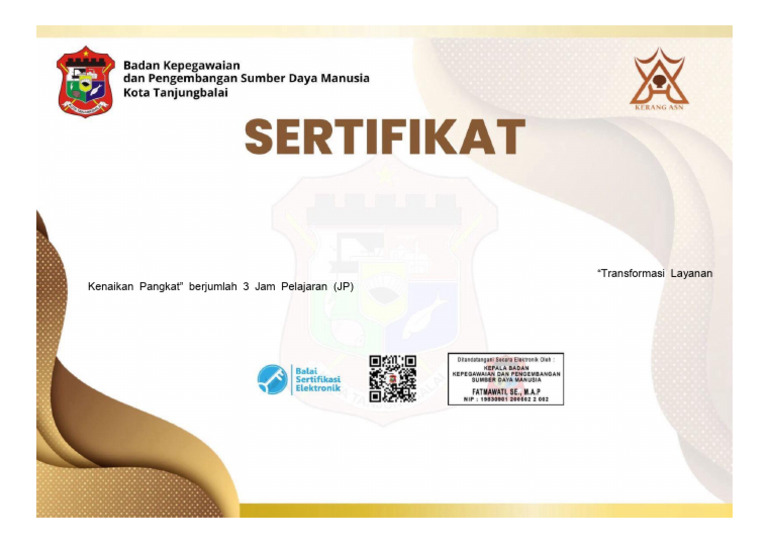 Sertifikat E-Learning Kenaikan Pangkat | PDF