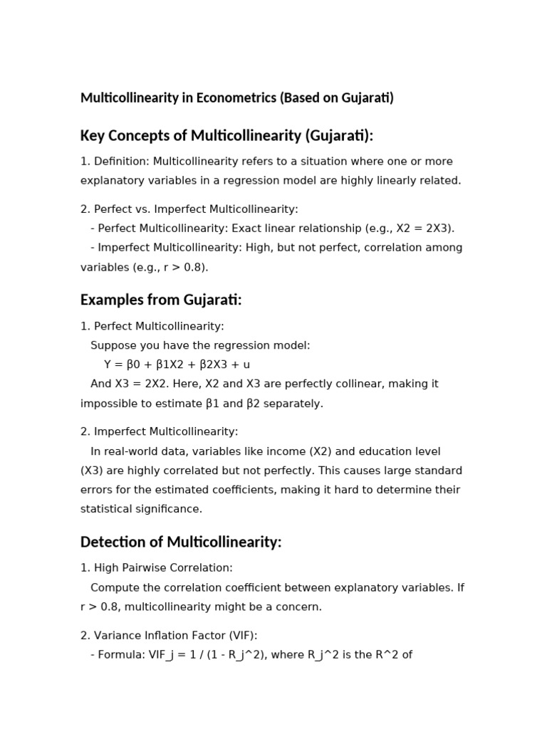 Multicollinearity Econometrics Corrected Format | PDF