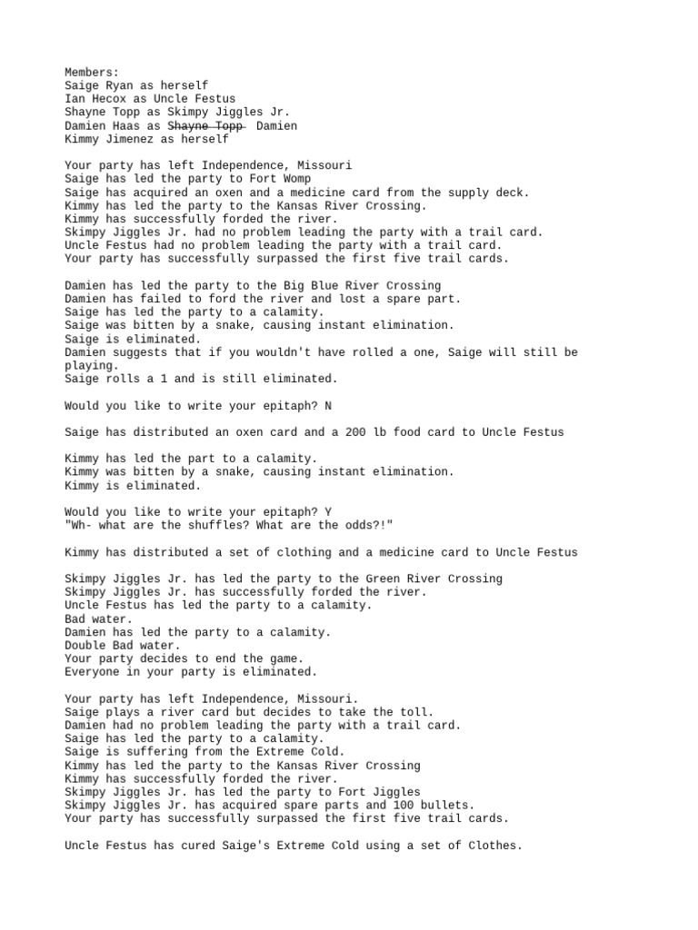 Can We Survive The Oregon Trail Board AF | PDF | Poetry