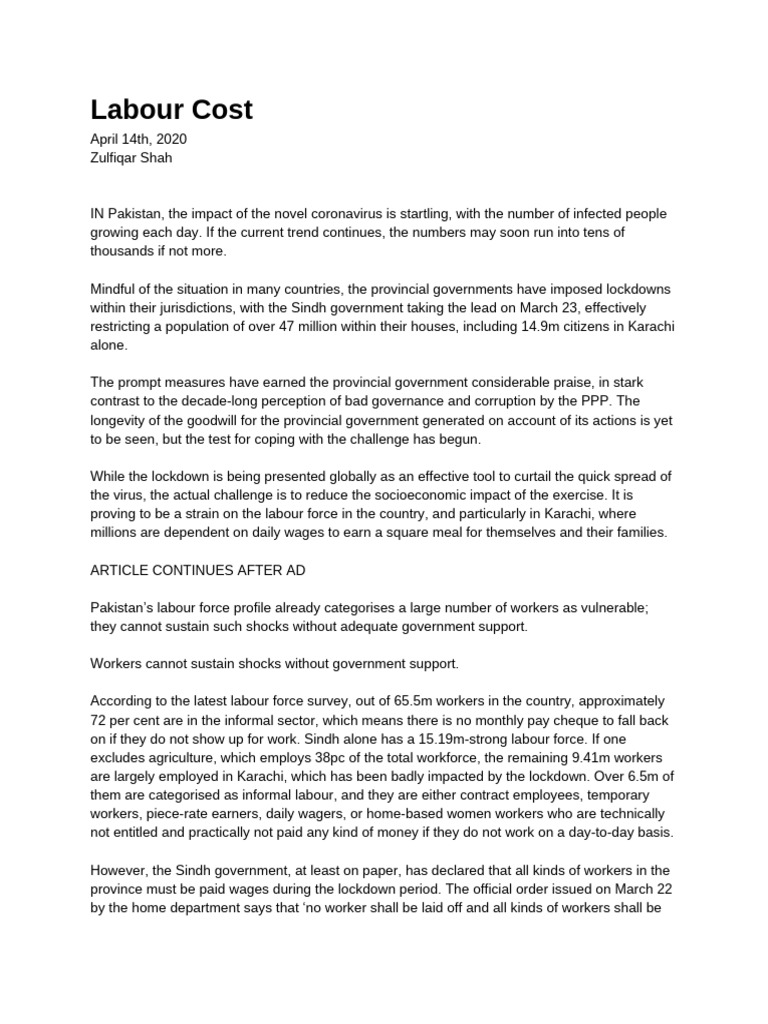 Labour Cost | PDF | Employment | Workforce