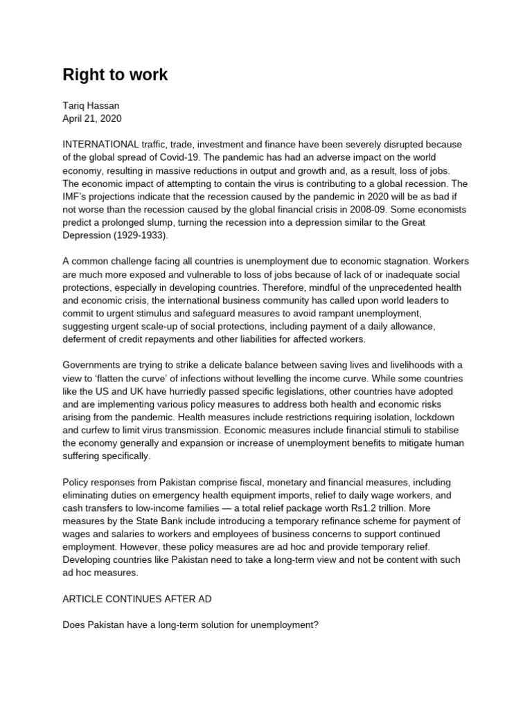 Right to Work | PDF | Recession | Unemployment