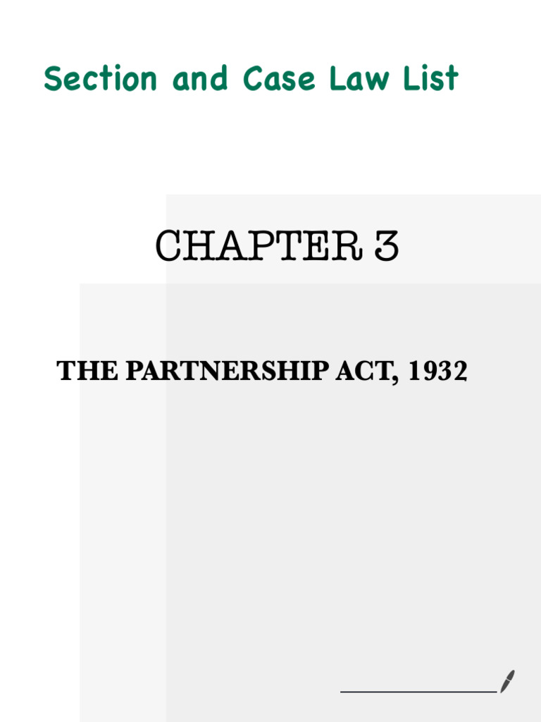 Partnership Act 1932: Sections & Cases | PDF | Partnership | Law And ...
