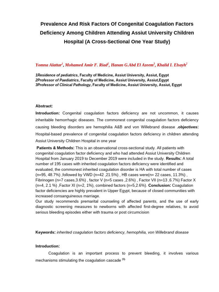Final Paper 1 | PDF | Coagulation | Bleeding