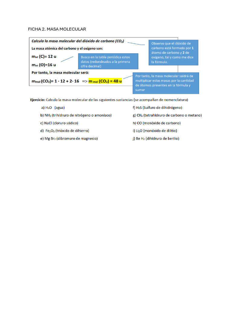 Ficha 2. Masa Molecular | PDF