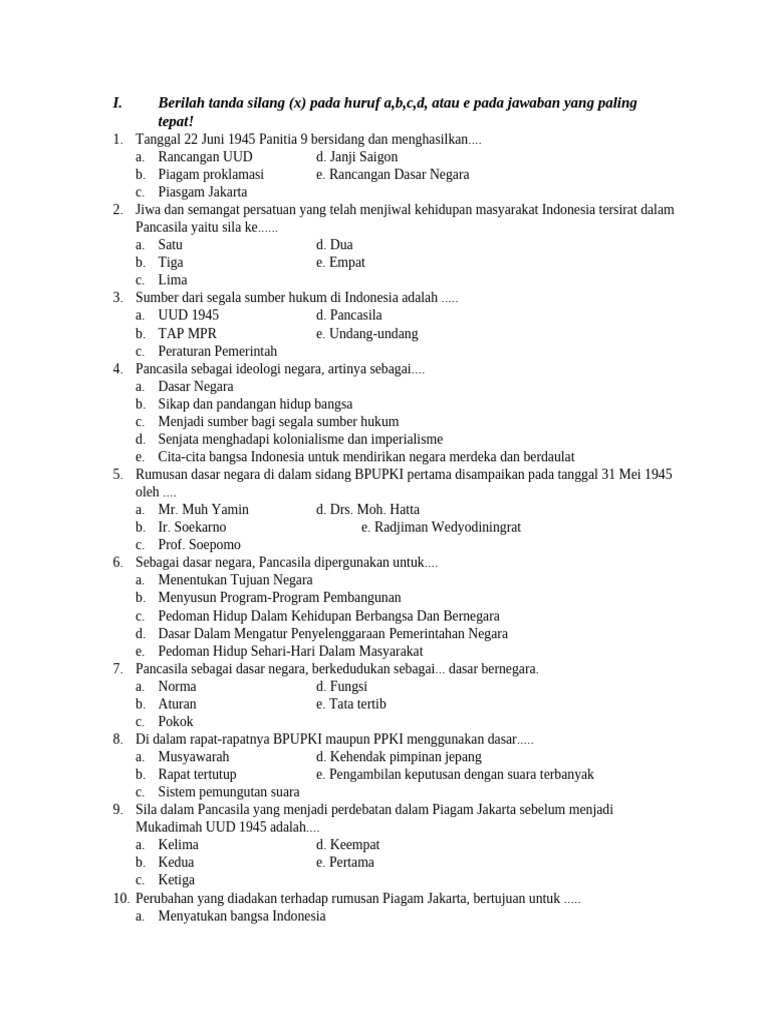 Soal PKN Kela X Edit | PDF