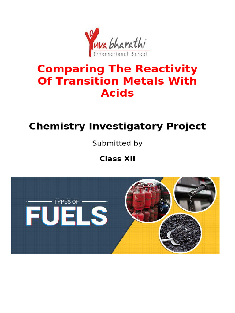 Comparing The Reactivity of Transition Metals With Acids | PDF | Biofuel | Renewable Fuels