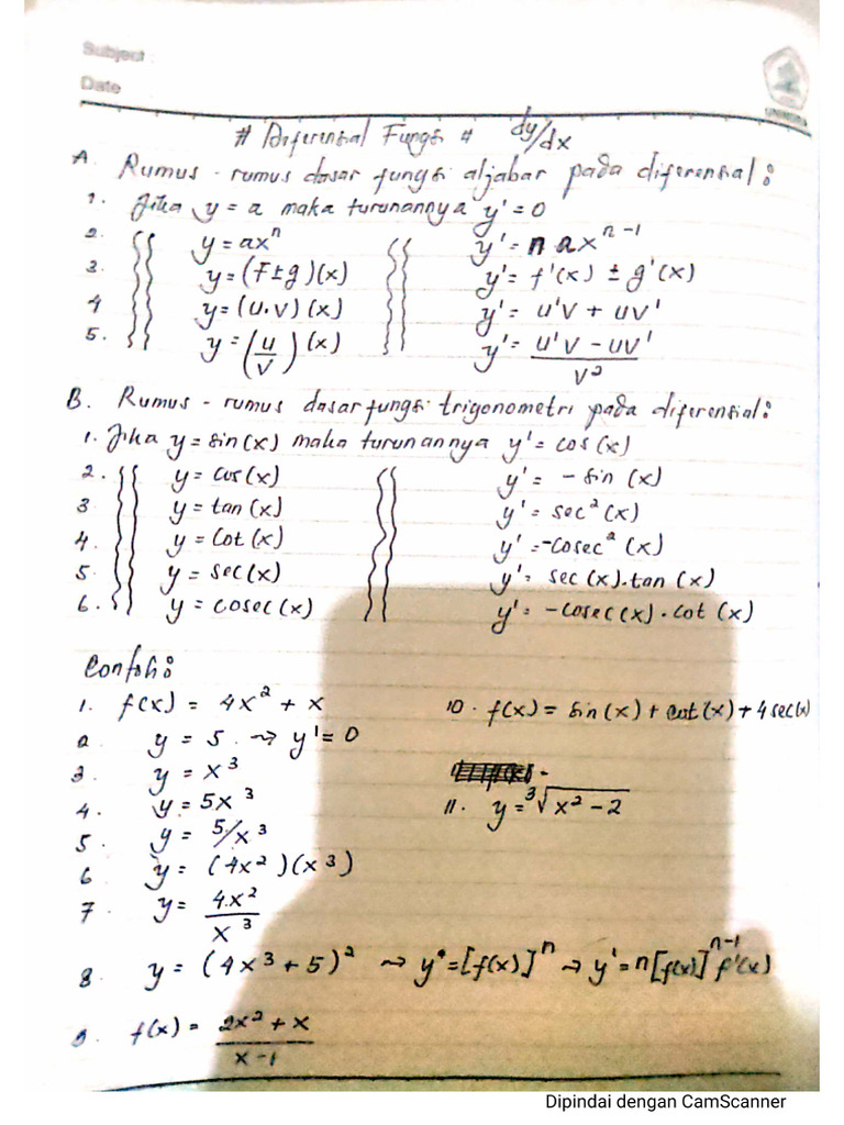 Rumus-Rumus Dasar Diferensial Fungsi | PDF