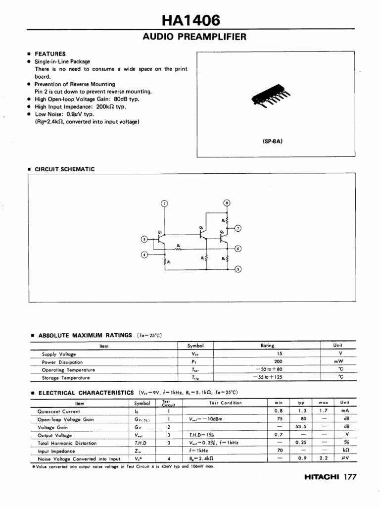 Ha1406 Datasheet Hitachi | PDF